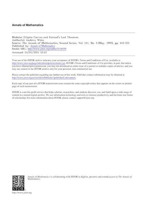 Pdf Modular Elliptic Curves And Fermats Last Theorem Dokumentips