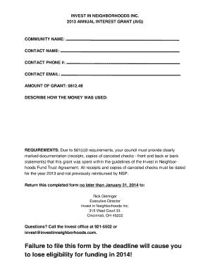Fillable Online AIG Form Invest In Neighborhoods Inc Fax Email Print PdfFiller