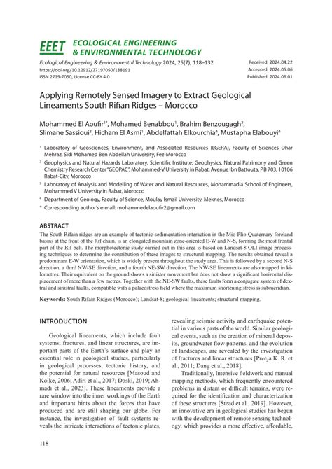 Pdf Applying Remotely Sensed Imagery To Extract Geological Lineaments