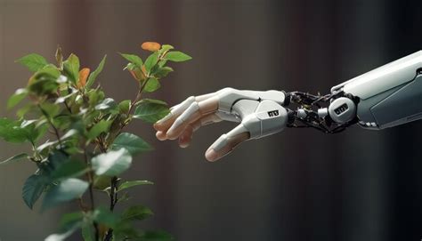 premium ai image bionic robot arm grew plant environmental eco safe