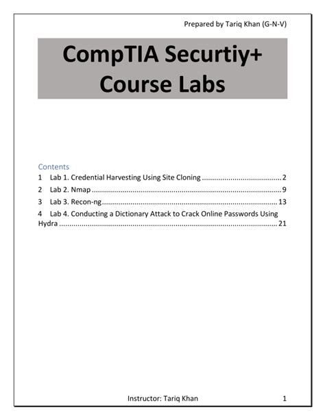 Comptia Security Course Labs Credential Harvesting Nmap Recon Ng