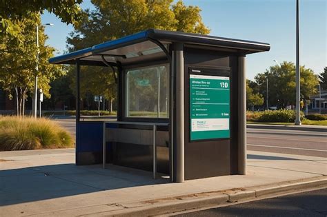 University Shuttle Bus Stop With Schedule Sign Premium Ai Generated Image