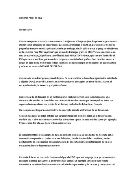 primeros pasos en java pdf java lenguaje de programación
