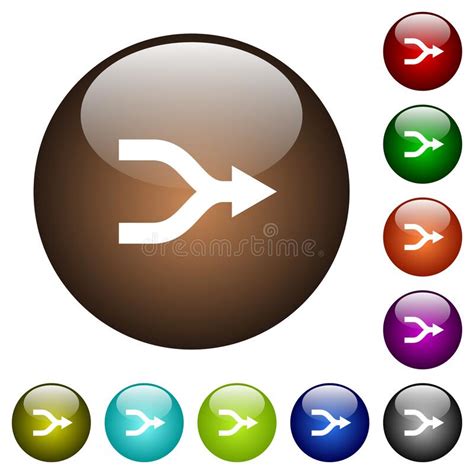 Merge Arrows Right Color Glass Buttons Stock Vector Illustration Of