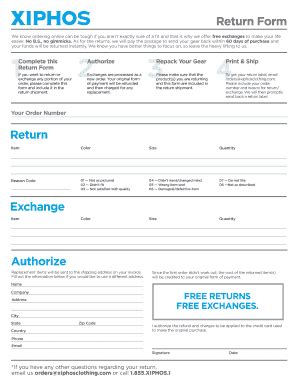 Fillable Online Return Form Return Exchange Authorize Fax Email Print PdfFiller