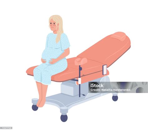 산부인과 전문의 약속에서 임산부 약속 세미 플랫 컬러 벡터 캐릭터 병원에 대한 스톡 벡터 아트 및 기타 이미지 병원 앉음 여자 Istock