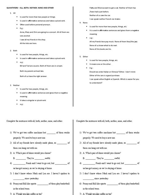 Quantifiers Form 4 Pdf Plural Verb