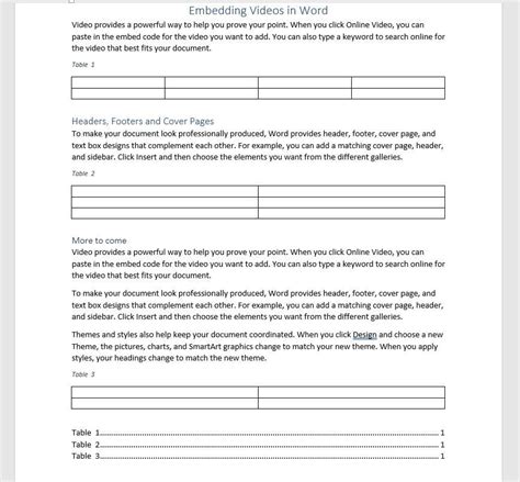 Working With Tables In Word