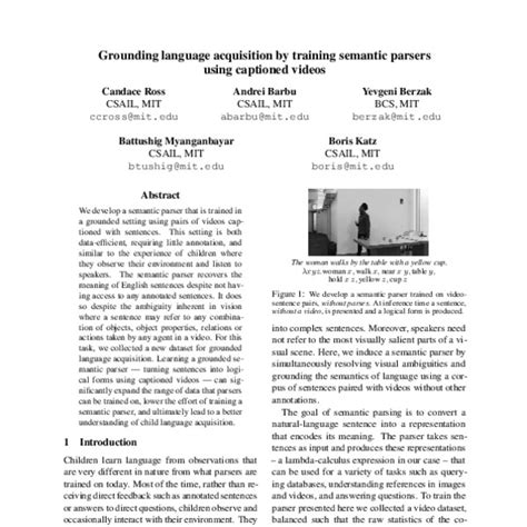 Grounding Language Acquisition By Training Semantic Parsers Using Captioned Videos Acl Anthology