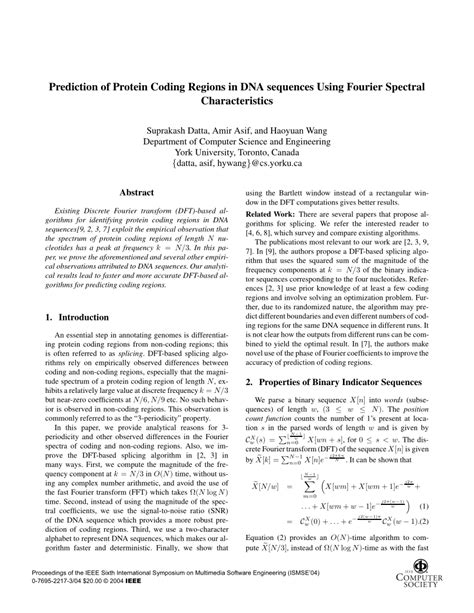 Pdf Prediction Of Protein Coding Regions In Dna Sequences Using