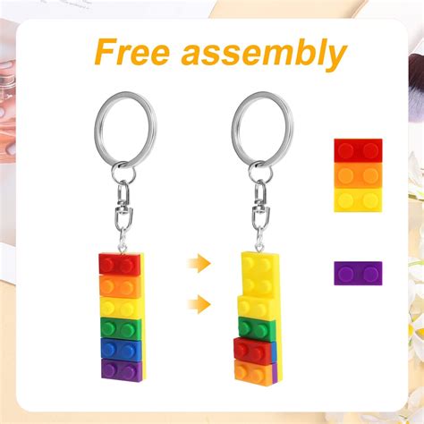 2pcs rainbow brick keychain colorful pride keyring