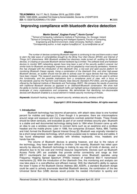 PDF Improving Compliance With Bluetooth Device Detection