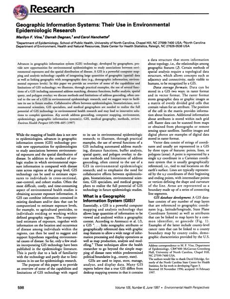 Pdf Geographic Information Systems Their Use In Environmental Epidemiologic Research