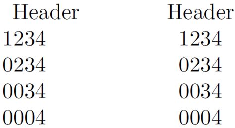 Horizontal Alignment Integer Padding With Something Other Than A Zero TeX LaTeX Stack Exchange