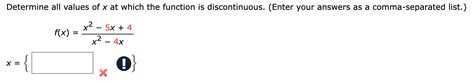 solved determine all values of x at which the function is