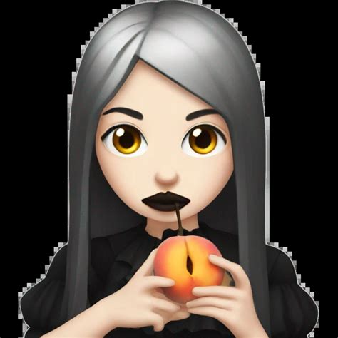 Goth Girl Eating A Peach Emoji Ai Emoji Generator