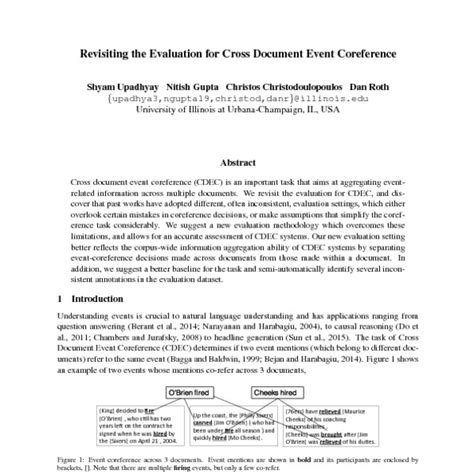 Revisiting The Evaluation For Cross Document Event Coreference Acl