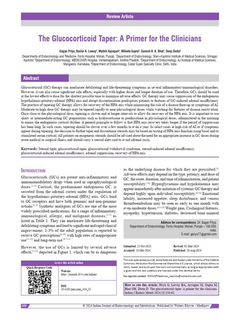 The Glucocorticoid Taper A Primer For The Clinicians Pdf Glucocorticoid Adrenal Gland