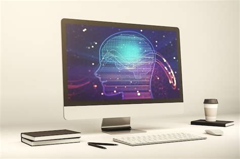 Premium Photo Modern Computer Screen With Creative Human Head