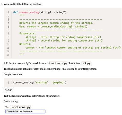 Solved 3 Write And Test The Following Function Def