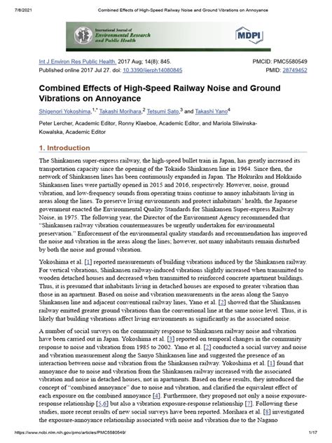 Combined Effects Of High Speed Railway Noise And Ground Vibrations On Annoyance Download Free