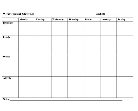 7 Free Printable Weekly Activity Log Templates