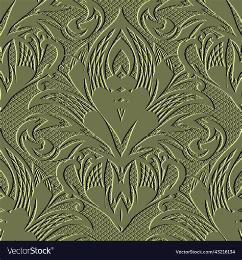 Floral Emboss 3d Seamless Pattern Embossed Lacy Vector Image