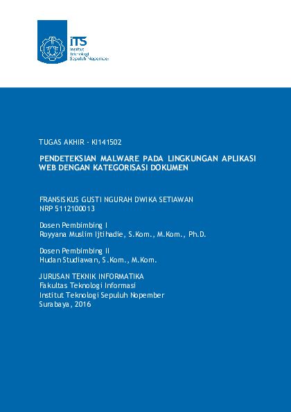 Pdf Pendeteksian Malware Pada Lingkungan Aplikasi Web Dengan Kategorisasi Dokumen Jefri