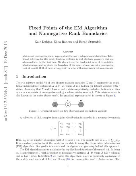 pdf fixed points of the em algorithm and nonnegative rank boundaries
