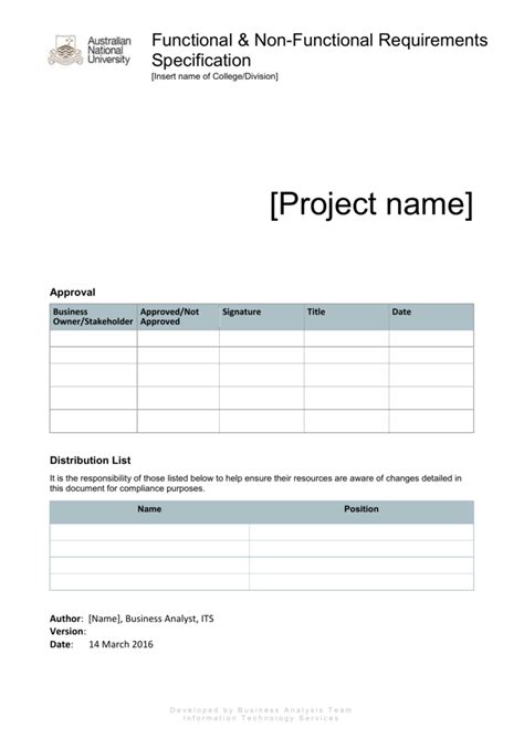 functional and non functional requirements specification