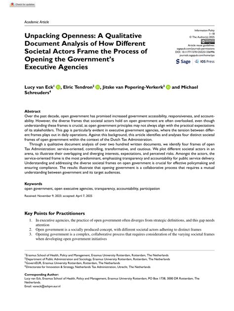 Pdf Unpacking Openness A Qualitative Document Analysis Of How Different Societal Actors Frame