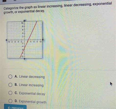Solved Categorize The Graph As Linear Increasing Linear Decreasing