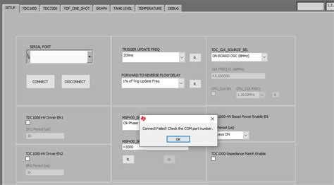 Webench® Toolstdc7200evm Connect Failed While Trying To Start Gui Of Tdc1000 7200evm