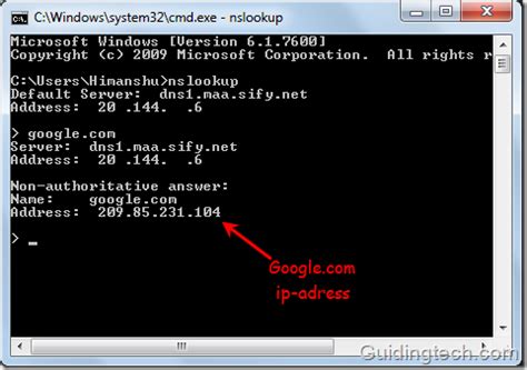 How To Find IP Address Of a Domain Using NSLookup Command In Windows