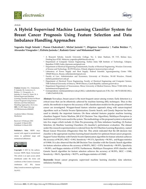 pdf a hybrid supervised machine learning classifier system for breast
