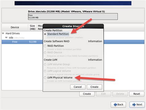 Linux Create Partition Standard Partition Vs LVM Physical Volume In CentOS Installation