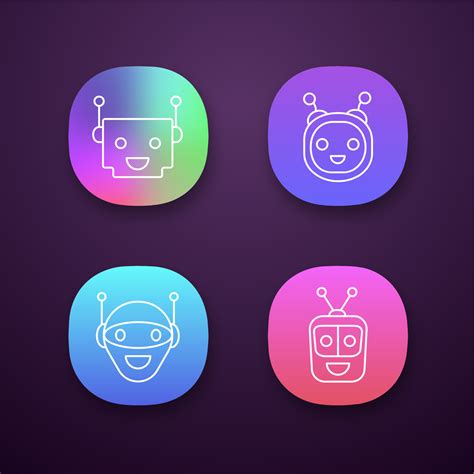 Chatbots App Icons Set Ui Ux User Interface Talkbots Laughing