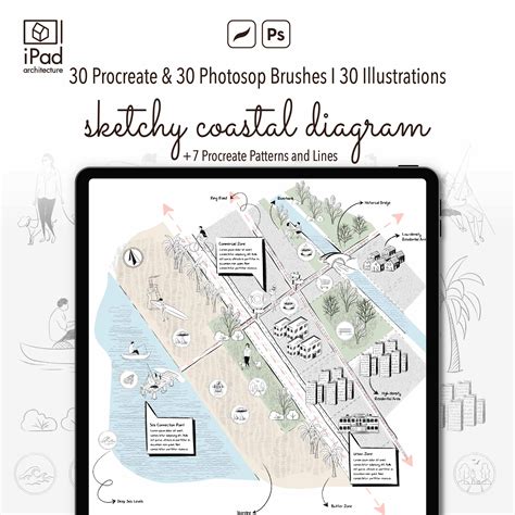 Procreate Sketchy Coastal Diagram Brushset And Illustrations Toffu Co