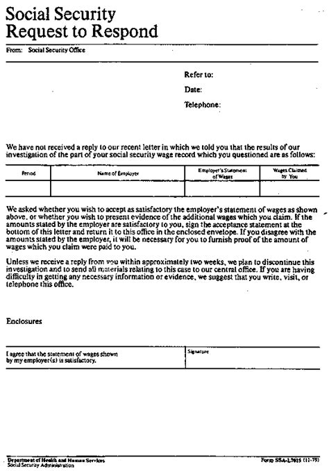Ssa Poms Rm 03870105 Form Ssa L7015 Social Security Request To