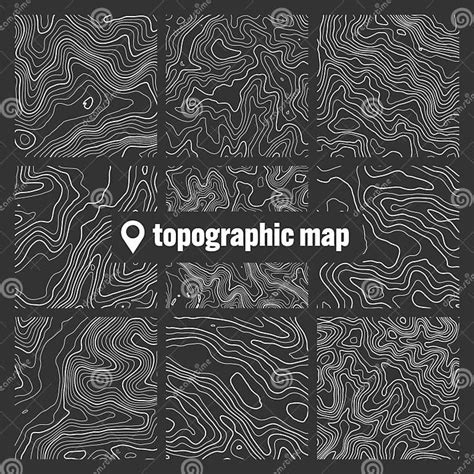 Topographic Map With Contour Lines Geographic Terrain Grid Relief Height Elevation Ground