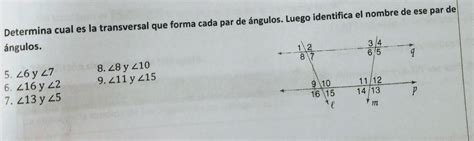 Solved Determine Which Is The Transversal Formed By Each Chegg
