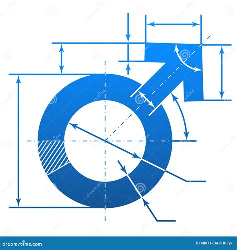 Male Symbol With Dimension Lines Stock Vector Illustration Of
