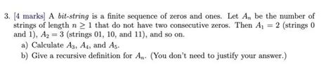 Solved 3 4 Marks A Bit String Is A Finite Sequence Of
