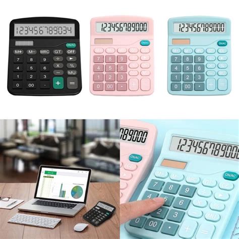 12 digit dual power handheld desktop calculator with large lcd display