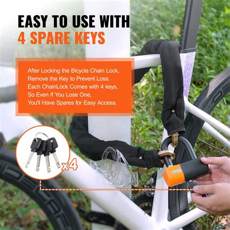 Vevor Bike Chain Lock 328 Ft Bicycle Chain Lock With 4 Keys Heavy