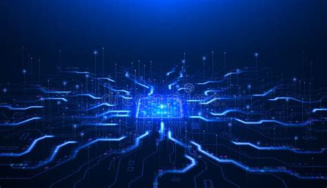 Abstract Technology Chip Processor Blue Technology Background Circuit