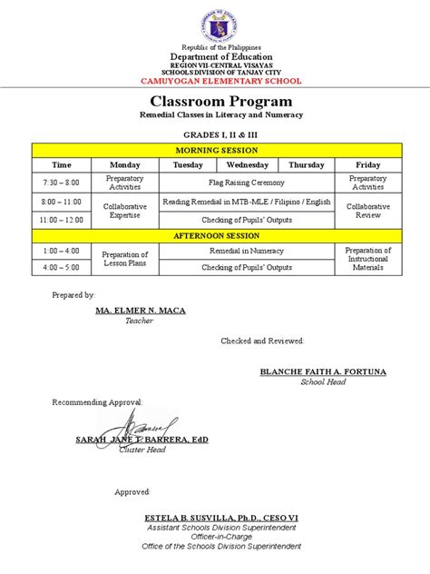 Classroom Program For Remedial Classes Pdf