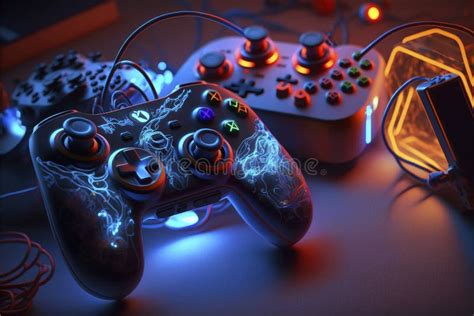 Various Gaming Console Controllers Editorial Photography Illustration