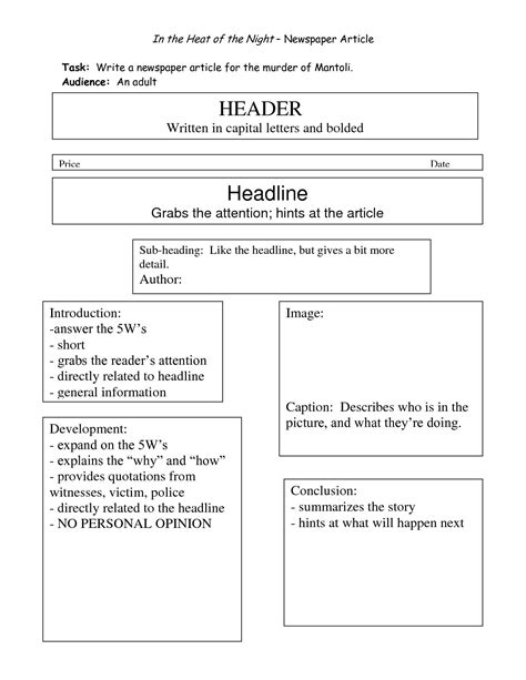Newspaper Article Format Example