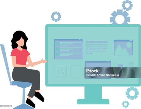 The Girl Is Setting Up The Programming Stock Illustration Download